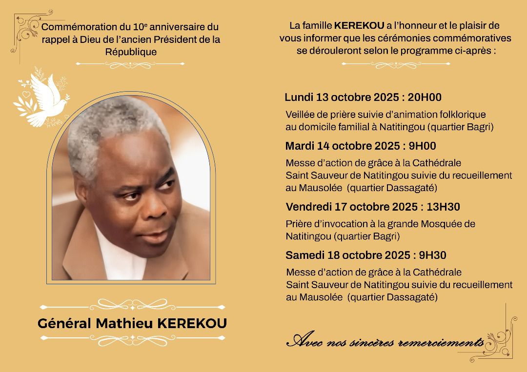 10ᵉ anniversaire de la disparition du général Mathieu Kérékou : Les ...